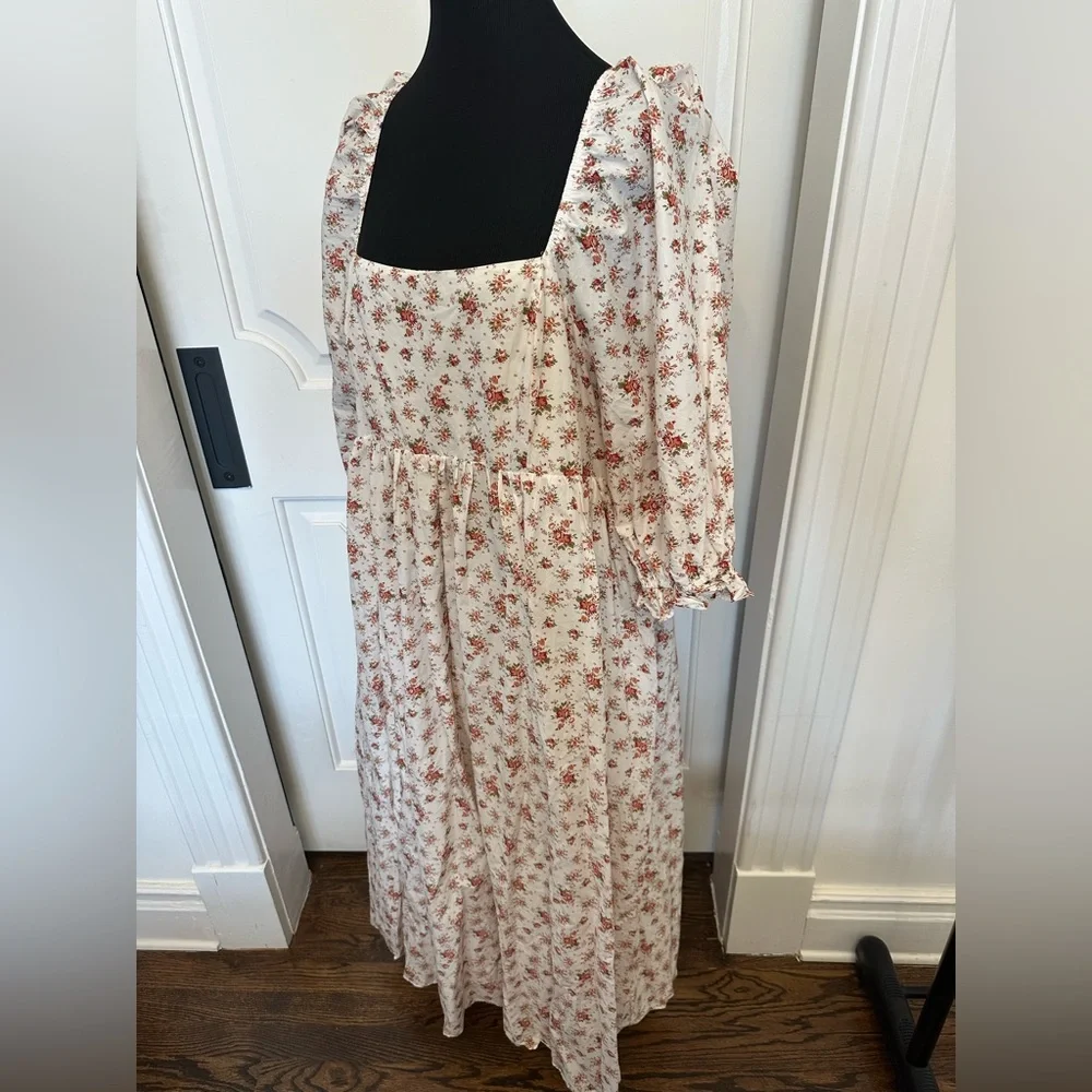 ARULA | Dresses | Arula B Puff Sleeve Floral Maxi Dress Bohemian Flowy ...